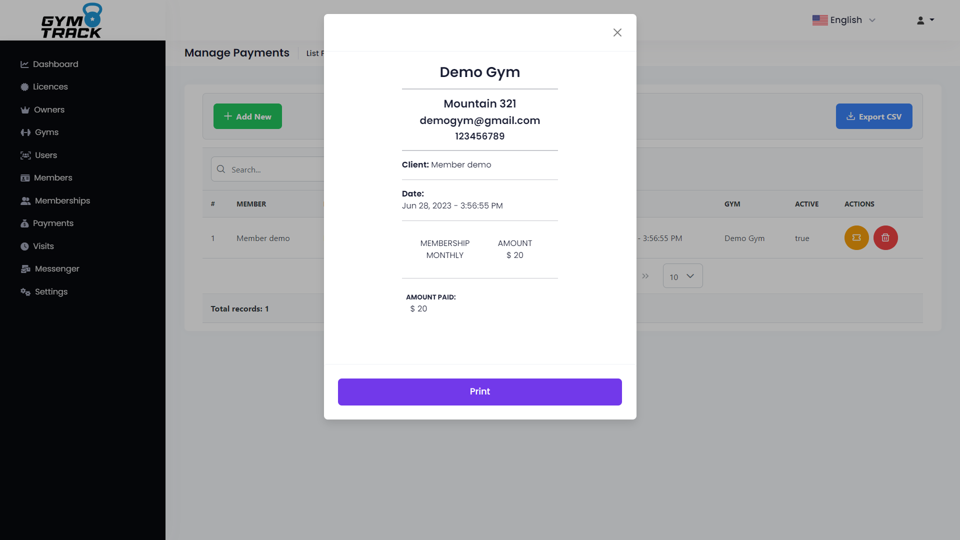 GymTrack 2.0 | Management System for Multiple Gyms (SAAS) by thomasorozcog1